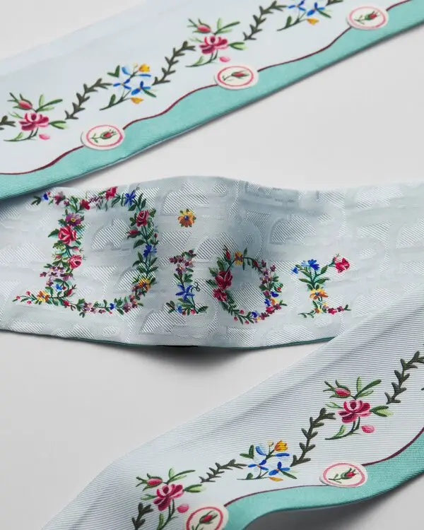 Dior Amour Revolution Flowers Mitzah Scarf - Blue Multicolor Silk